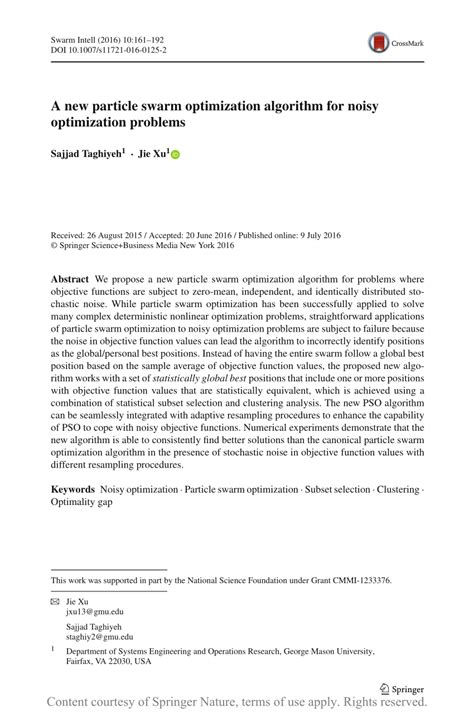 A New Particle Swarm Optimization Algorithm For Noisy Optimization