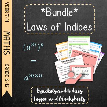 Bundle Laws Of Indices Exponents Brackets And Indices Lesson And