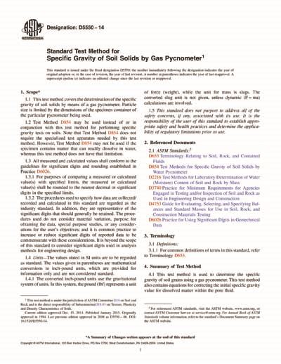 Astm D Standard Test Method For Specific Gravity Of Soil