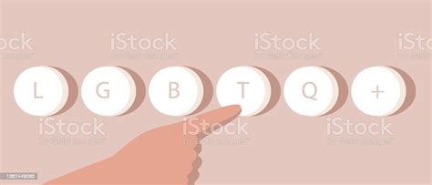 Lgbtq 버튼과 손 음성의 개념으로 플랫 벡터 스톡 일러스트 선택 게이 레즈비언 Lgbtq 텍스트와 비 바이너리 사람 개념에