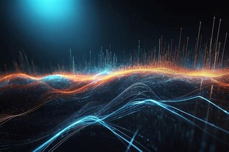 premium ai image wave of high speed data particle trails 3d illustration with depth of field