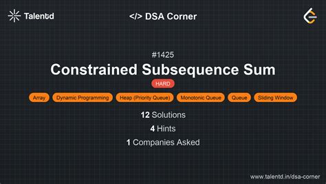 Constrained Subsequence Sum Dsa Problem Talentd