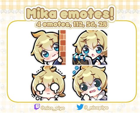 Genshin Impact Mika Emotes For Twitch Youtube And Discord Etsy Uk