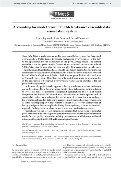 Pdf Accounting For Model Error In The Météo France Ensemble Data
