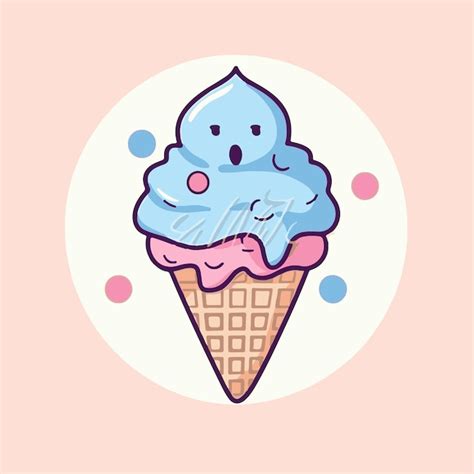 Un Cono De Helado De Dibujos Animados Con Un Cono De Helado Azul Con