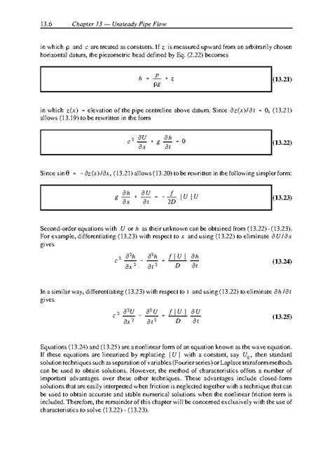 fm ch 12 unsteady pipe flow 13 chapter 13 — unsteady pipe flow h p g