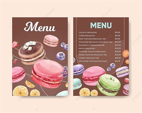 Menu Template With Macaron Sweet Concept Template Download On Pngtree