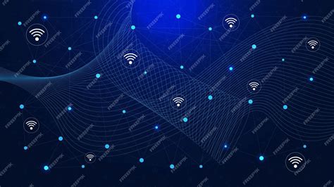 Premium Vector Dots And Lines Connection With Wave Flow And Wifi Icon For Digital