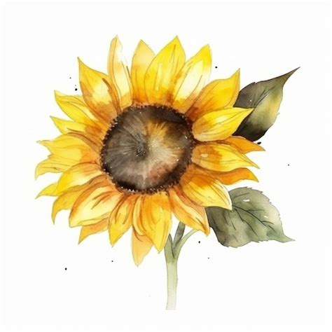 Acuarela Girasol Aislado Ilustración Ai Generativexa Foto Premium