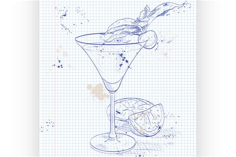 Alcoholic Cocktail Golden Dream On A Notebook Page By Netkoff