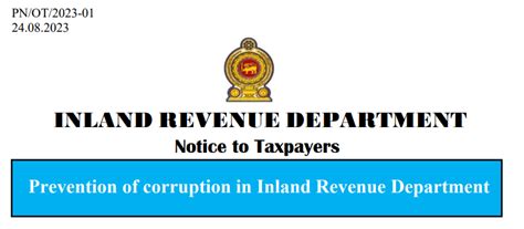 Notice To Taxpayers Inland Revenue Department Ceylon Independent