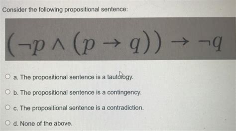 Solved Consider The Following Propositional Sentence Pa