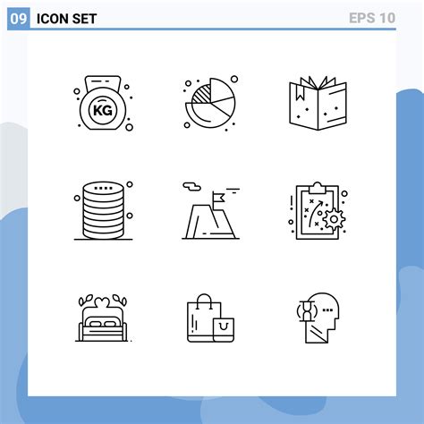 9 Thematic Vector Outlines And Editable Symbols Of Sucess Flag Education Storage Database