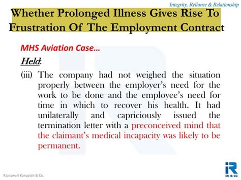 Termination Due To Prolonged Illness