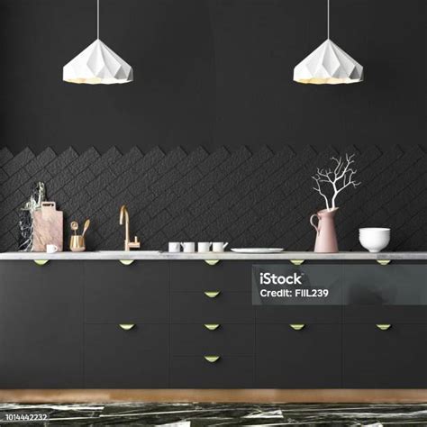 로프트 스타일에서 이랑 인테리어 주방입니다 3d 렌더링입니다 3d 그림입니다 0명에 대한 스톡 사진 및 기타 이미지 0명 3차원 형태 가구 Istock