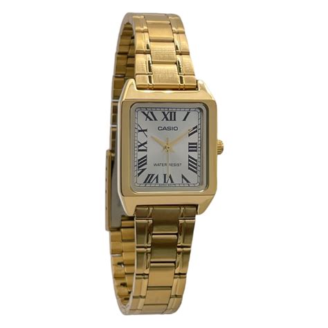 Casio Tank Womens Watch Roman Dial Ltp V007g 9b Gold