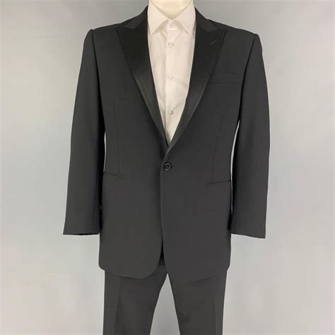 Ralph Lauren Black Label Size 42 Regular Black Wool Peak Lapel Tuxedo