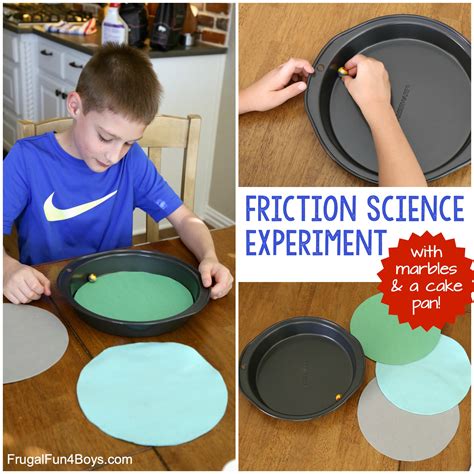 friction science experiment with marbles and a cake pan frugal fun