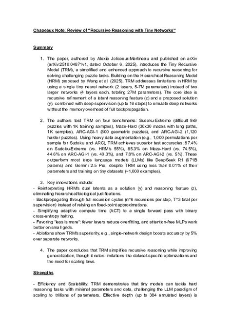 Pdf Tiny Recursive Model Reviewing Samsung Ai Lab