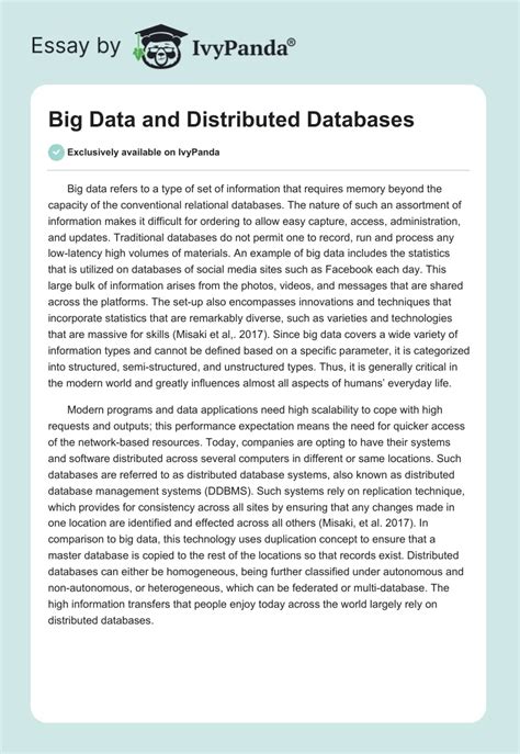 Big Data And Distributed Databases 336 Words Research Paper Example