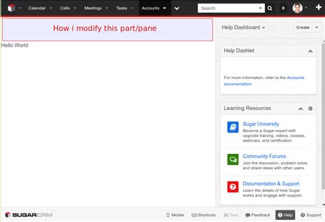 Sugarbean How To Configure The Header Pane In A Custom Hello World