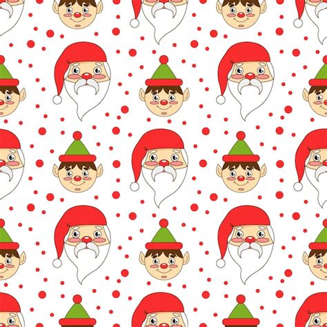 Premium Vector Seamless Pattern With Christmas Elf And Santa