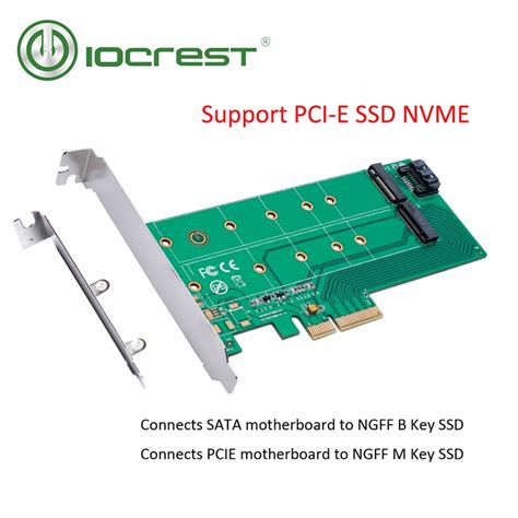 IOCREST PCIe X 4 To NGFF PCIe NVMe SSD SATA To NGFF SATA Adapter Card