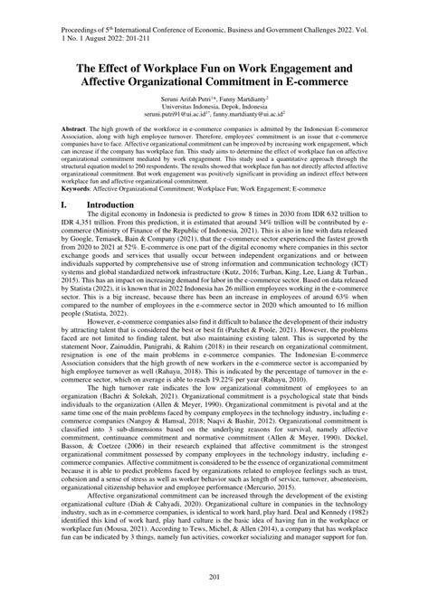 Pdf The Effect Of Workplace Fun On Work Engagement And Affective Organizational Commitment In