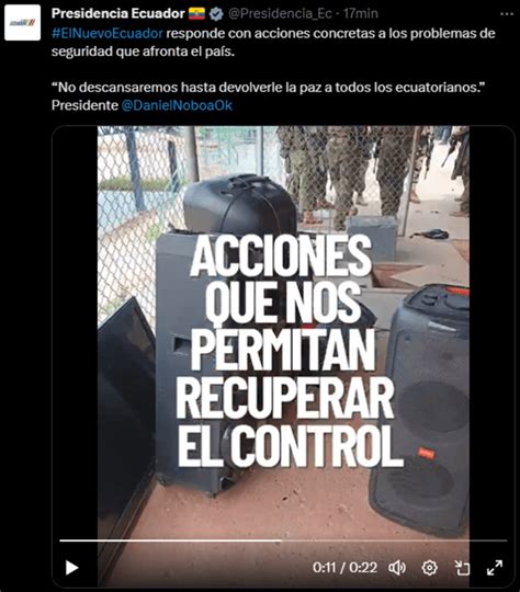 Daniel Noboa decretó el estado de Excepción en Ecuador tras crisis penitenciaria horario de