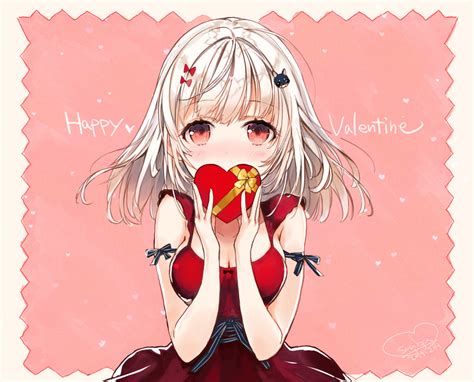 Blush Breasts Cleavage Dress Gray Hair Original Red Eyes Sanbasou Short