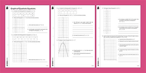 👉 Graphs Of Quadratic Equations Worksheet Twinkl