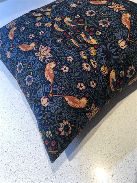 William Morris Strawberry Thief Cushion Cover Indigo Blue Etsy