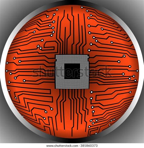 Cpu Microprocessor Microchip Circuit Board Vector Stock Vector Royalty