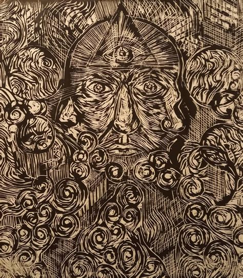 Psychedelic Vision Quest Reductive Wood Cut Printing Project R