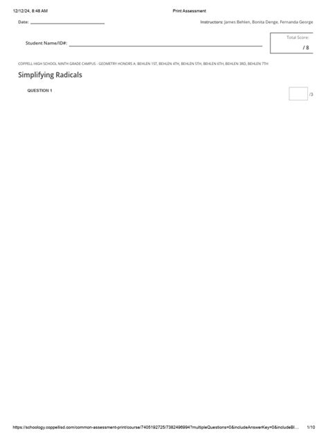 Simplifying Radicals Schoology Pdf Pdf Mathematics Triangle Geometry