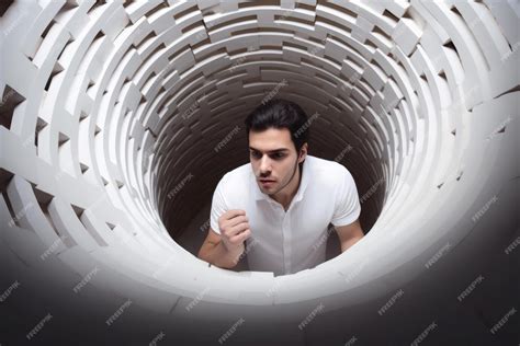 Premium Ai Image Confused Man Trapped In Round Maze Blocked Guy In
