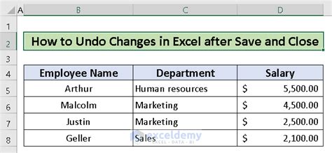 How To Undo Changes In Excel After Save And Close 2 Methods