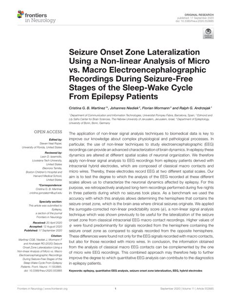 Pdf Seizure Onset Zone Lateralization Using A Non Linear Analysis Of Micro Vs Macro