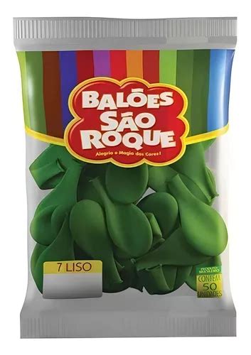 Balões Bexiga São Roque Nº 7 Liso Redondo C 50un Hiperfesta Cor Verde
