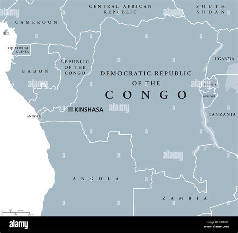 République Démocratique Du Congo Carte Politique Avec Capitale Kinshasa