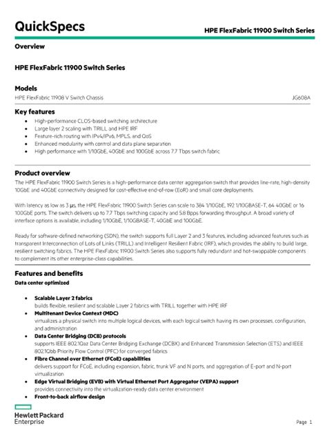 Hpe Flexfabric 11900 Switch Series