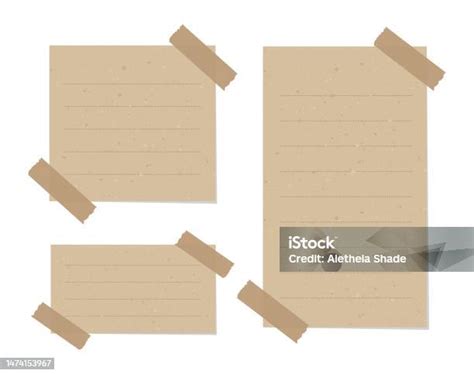 미적 빈티지 브라운 종이 노트 세트 접착 테이프 벡터 삽화가 있는 재활용 메모 용지 0명에 대한 스톡 벡터 아트 및 기타 이미지 0명 Washi Paper 갈색