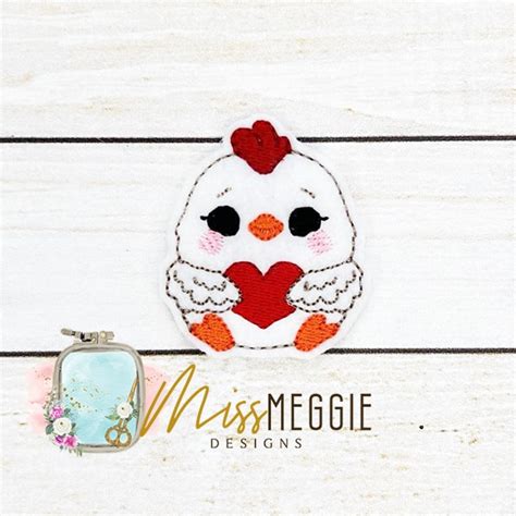 Ellie The Chicken Coffee Tea Cup Feltie Ith Embroidery Design File Copy