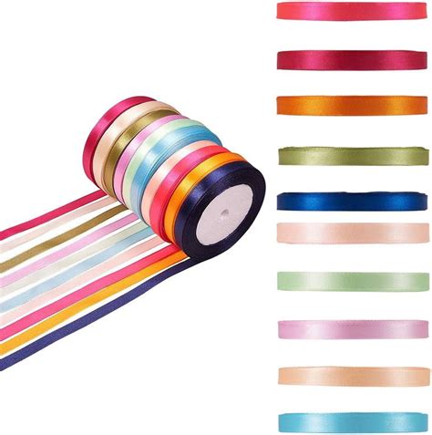 10 Rolls 250 Yards Satin Ribbons 1 2 Diy Craft Fabric Ribbon Mixed