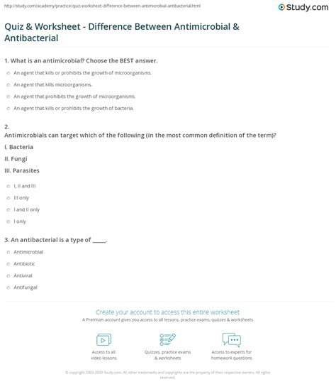 Quiz And Worksheet Difference Between Antimicrobial And Antibacterial