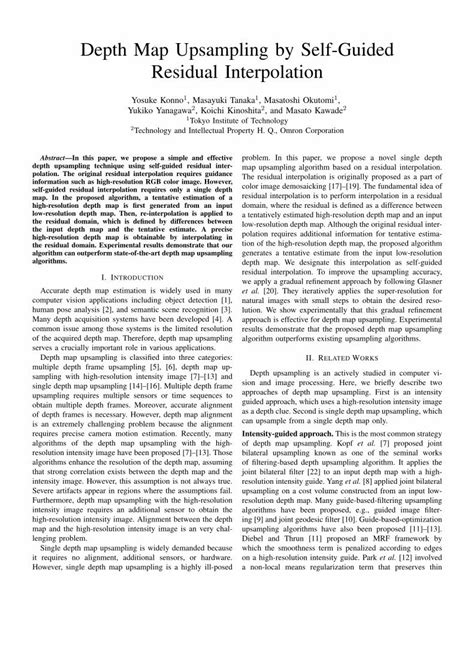 Pdf Depth Map Upsampling By Self Guided Residual Map Upsampling By