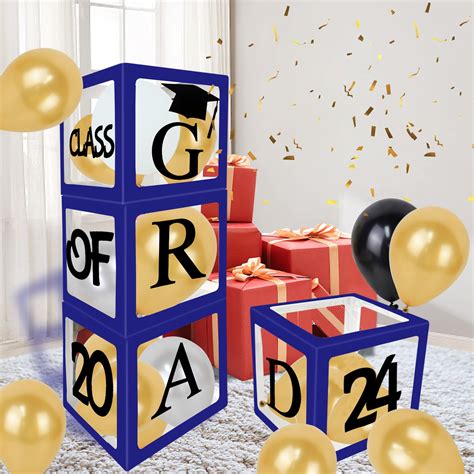 Nrnio 2024 Graduation Party Decorations 4pcs Navy Blue Graduation