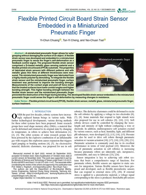 Flexible Printed Circuit Board Strain Sensor Embedded In A Miniaturized Pneumatic Finger Pdf