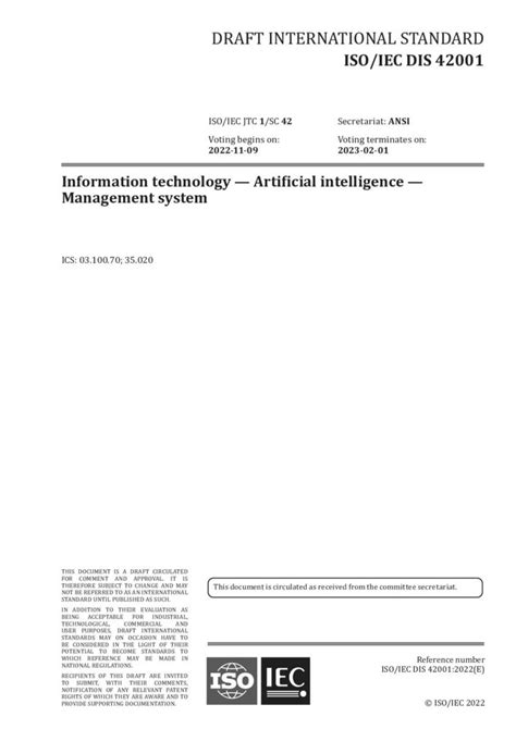 ISO IEC DIS 信息技术 人工智能 管理系统 标准全文