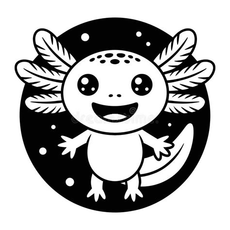 Cute Cartoon Axolotl Illustration With Big Eyes And Smiling Face In